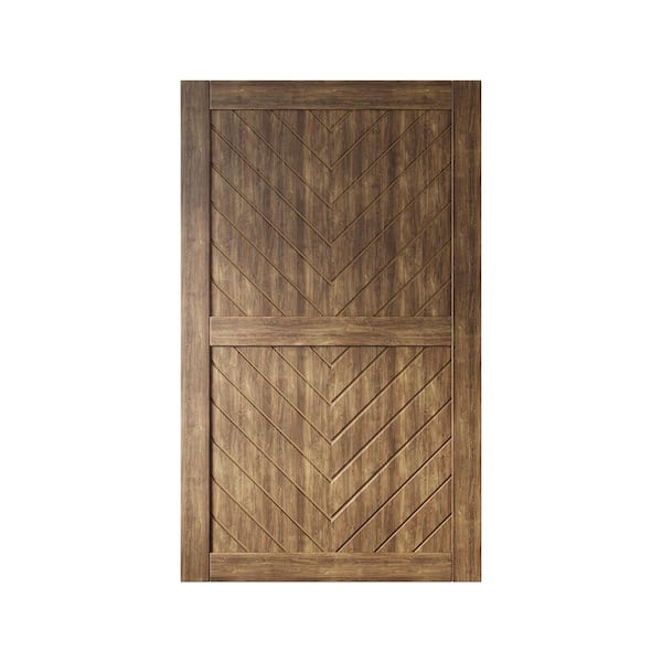 HOMACER JT3 50 in. x 80 in. C-Panel Solid Core Dark Walnut Fishbone ...