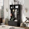 Harper & Bright Designs Black Entryway Bench Hall Trees with Shelves ...