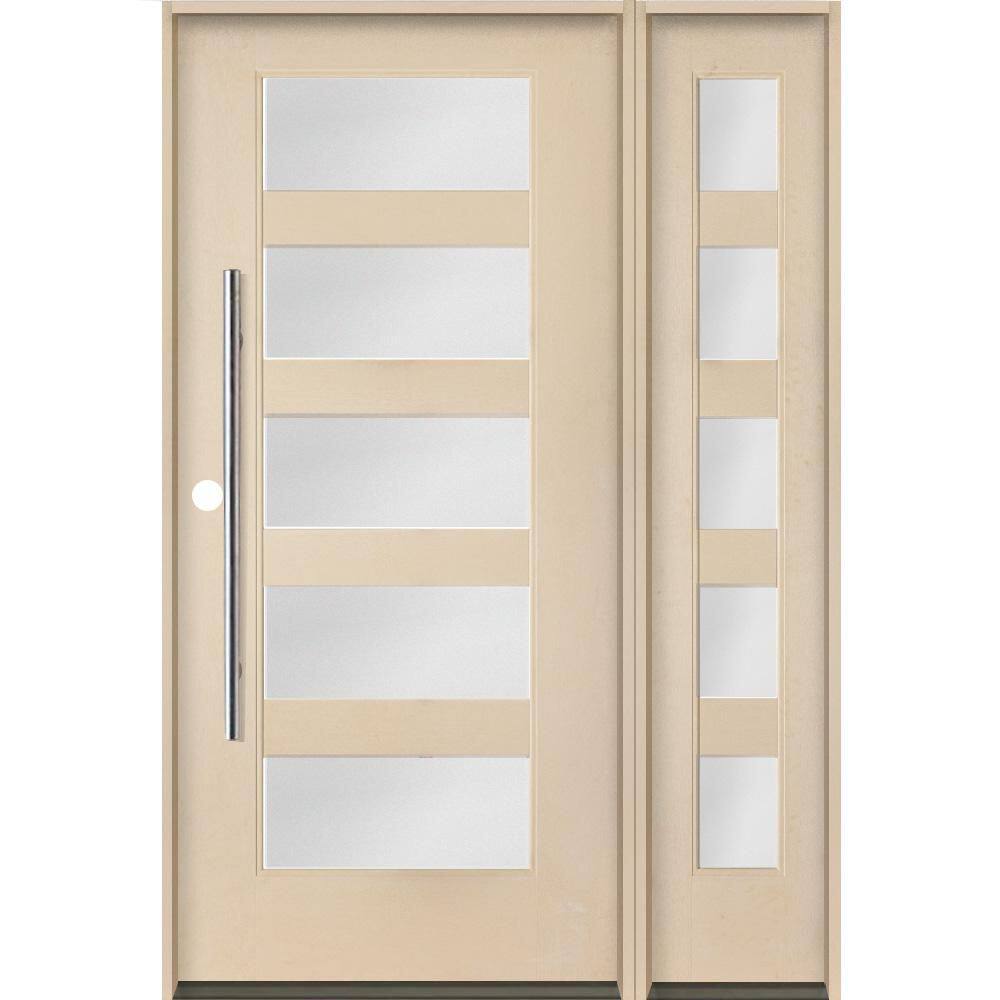 Krosswood Doors Modern Faux Pivot 36 in. x 79 in. 5 Lite Right-Hand ...