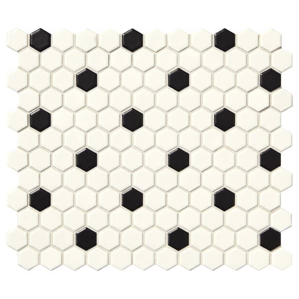 Daltile Classic Refresh White with Black Dot 10 in. x 12 in. x 6.35 mm ...