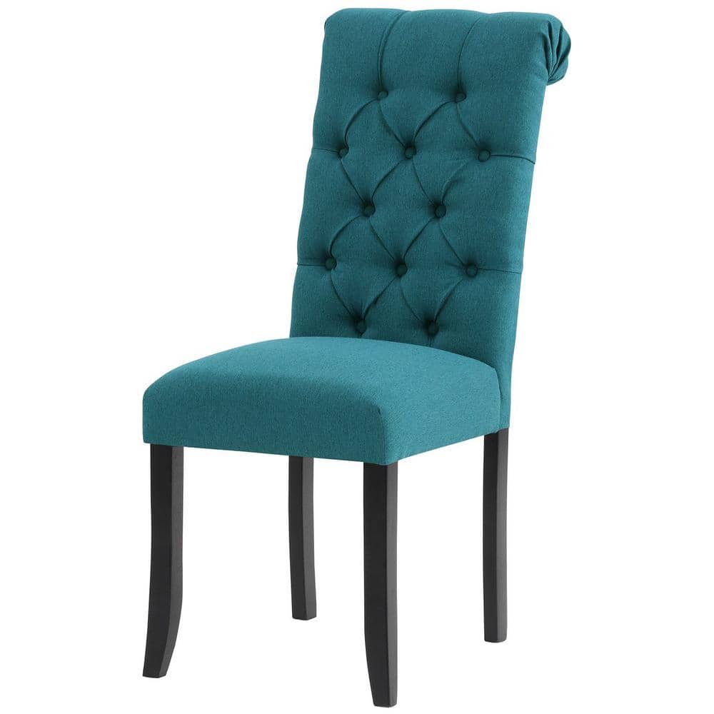 JASMODER Turquoise Fabric Parsons Chair Set of 2 W48620057 - The Home Depot