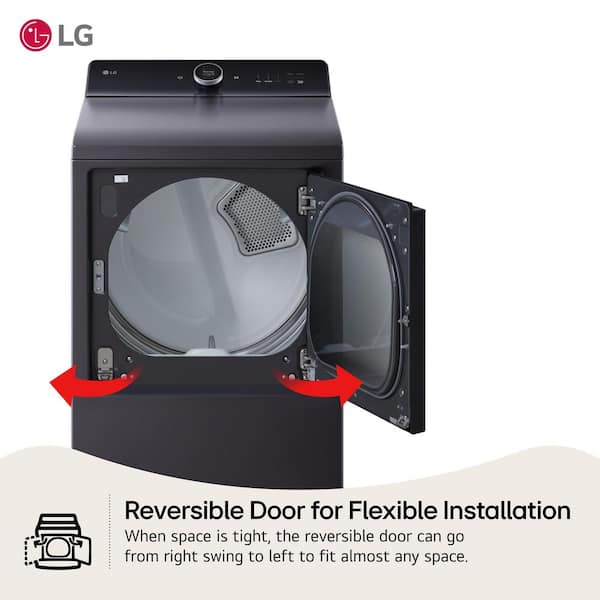 LG 7.3 cu. ft. Vented SMART Electric Dryer in Matte Black with EasyLoad ...