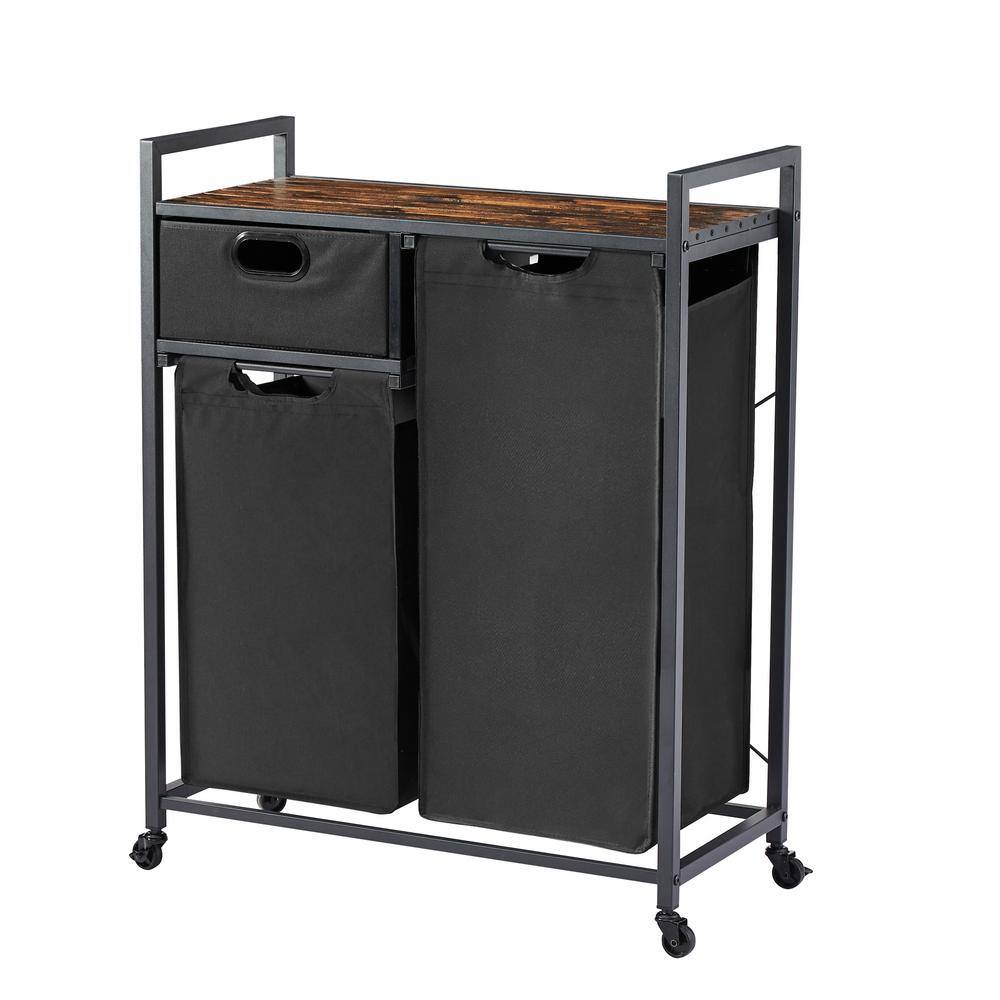 FUNKOL 28.15 in. W x 13 in. D x 35.8 in. H Brown Linen Cabinet for ...