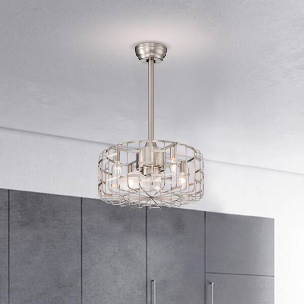 18.52 in. 4-Light Smart Indoor Nickel Cage Ceiling Fanwith Light Kit ...