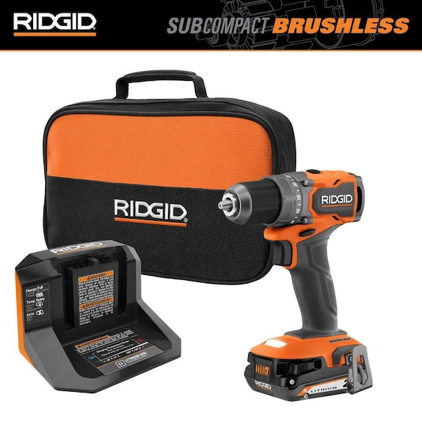 RIDGID 18V SubCompact Brushless Cordless Drill/Driver Kit with 2 Ah ...