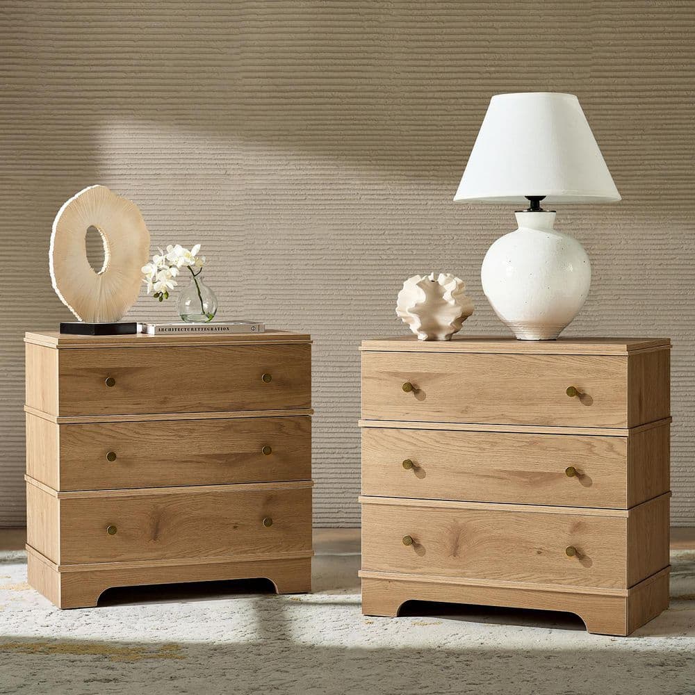 JAYDEN CREATION Carla Acorn 3-Drawer 26 in. W Nightstand with Built-In ...