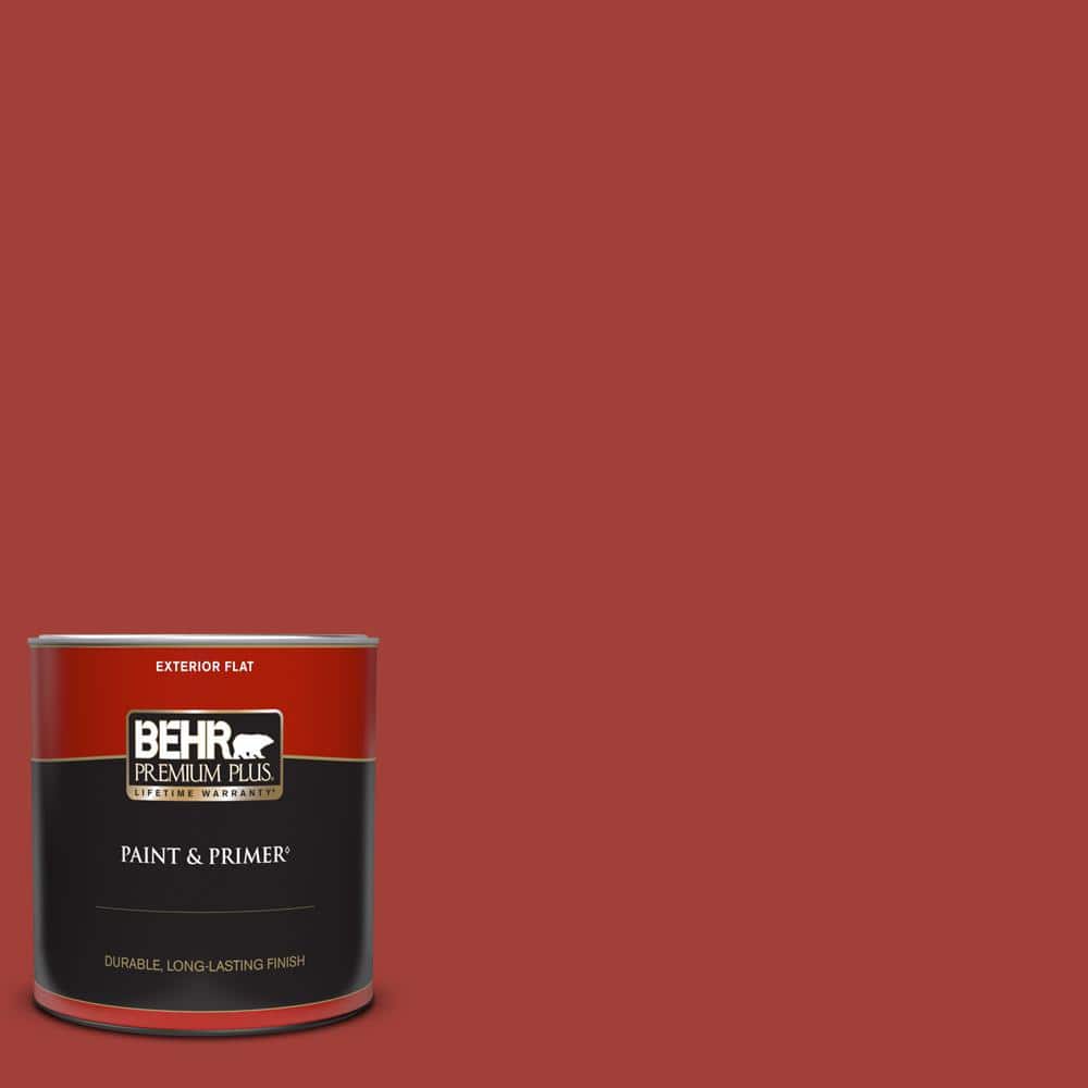 BEHR PREMIUM PLUS 1 qt. #PPU2-16 Fire Cracker Flat Exterior Paint ...