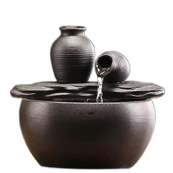 Afoxsos Tabletop Water Fountain with Automatic Pump and Natural River ...