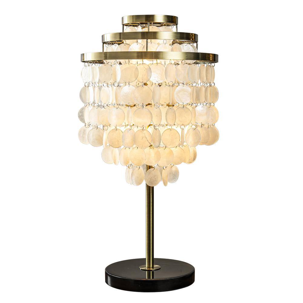 ALOA DECOR 28 in. Tall 3-Lights E12 Coastal Capiz Seshells Table Lamp ...