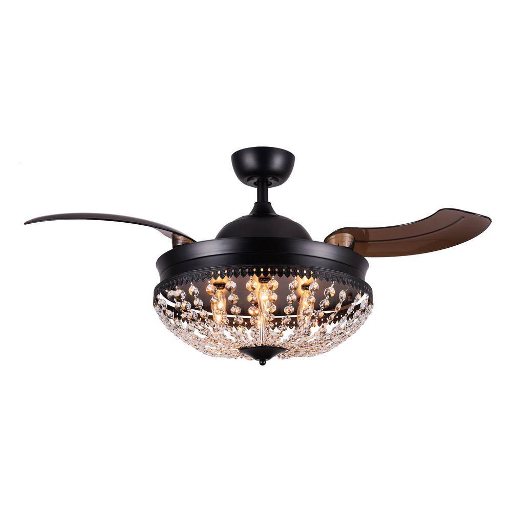 matrix decor 42 in. Indoor Matte Black Retractable Ceiling Fan with ...