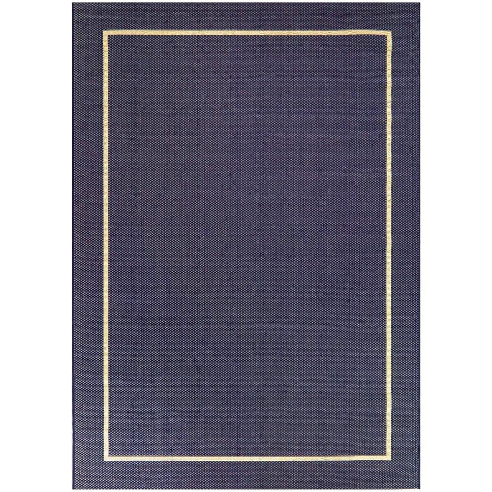 Hampton Bay Border Navy 8 ft. x 10 ft. Border Navy Indoor/Outdoor Area ...