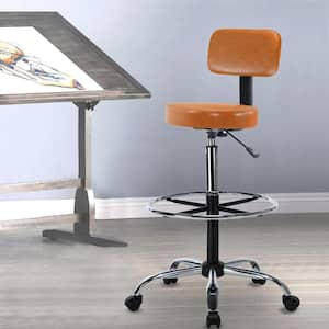 HOMESTOCK Black Faux Leather Drafting Stool for Office, Studio ...