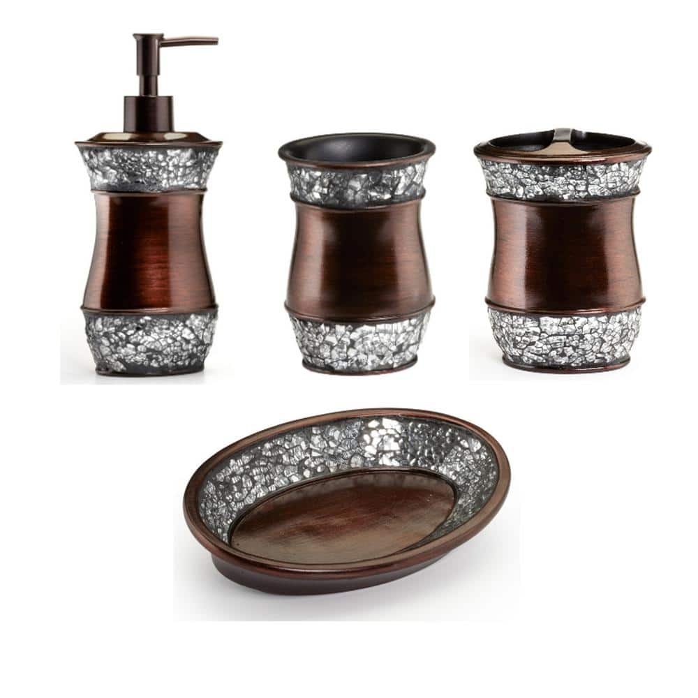 Popular Bath Products Elite 4-Piece Bath Accessory Set in Copper and ...