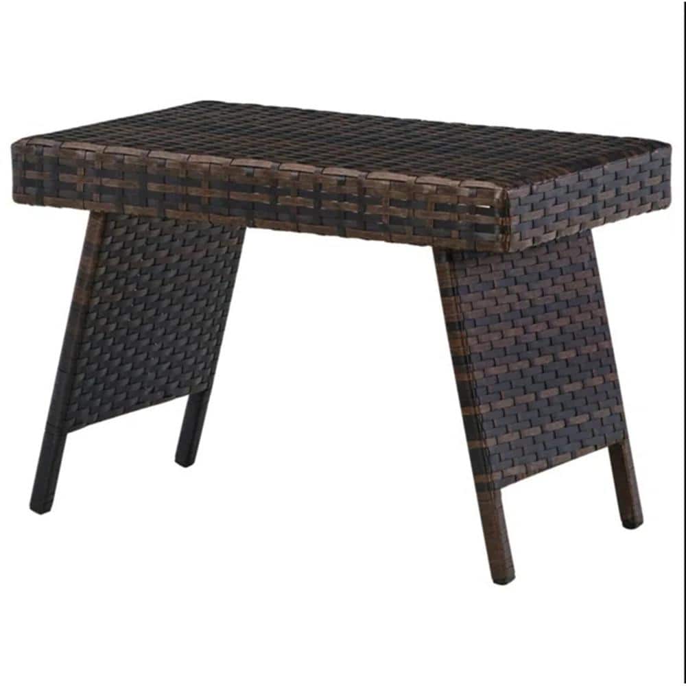 EDYO LIVING 23.6 in. Folding Wicker Outdoor Side Table RSHY1917 - The ...