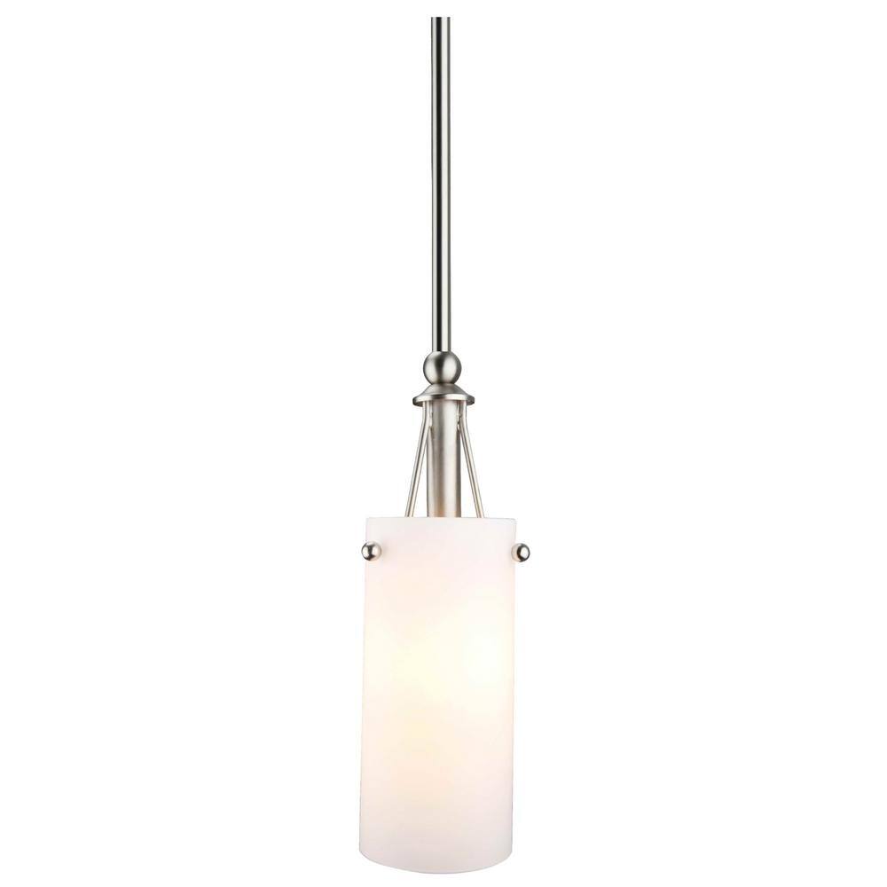 Natalia 60-Watt 1-Light Brushed Nickel Bulb Pendant Lights Glass ...