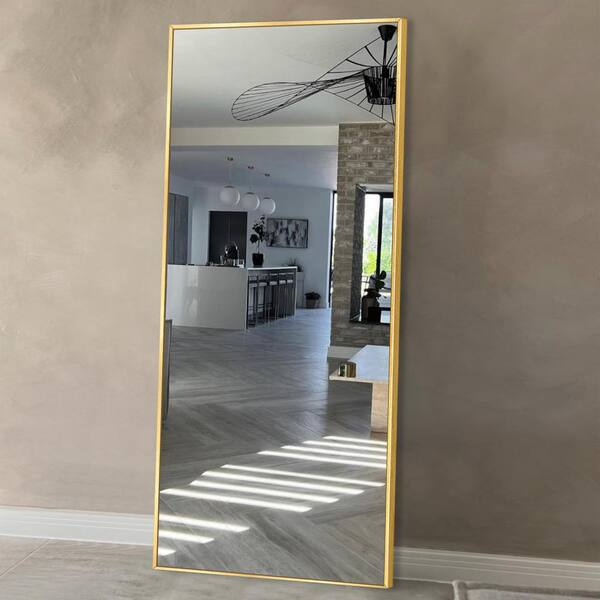 Sxiawe 24 in. W x 71 in. H Modern Rectangular Frame Aluminum Alloy Gold ...