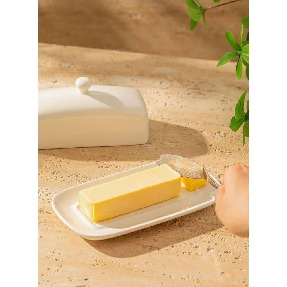 Wudkey 4 oz. Porcelain Butter Dish with Lid and Handle Cover, Butter ...