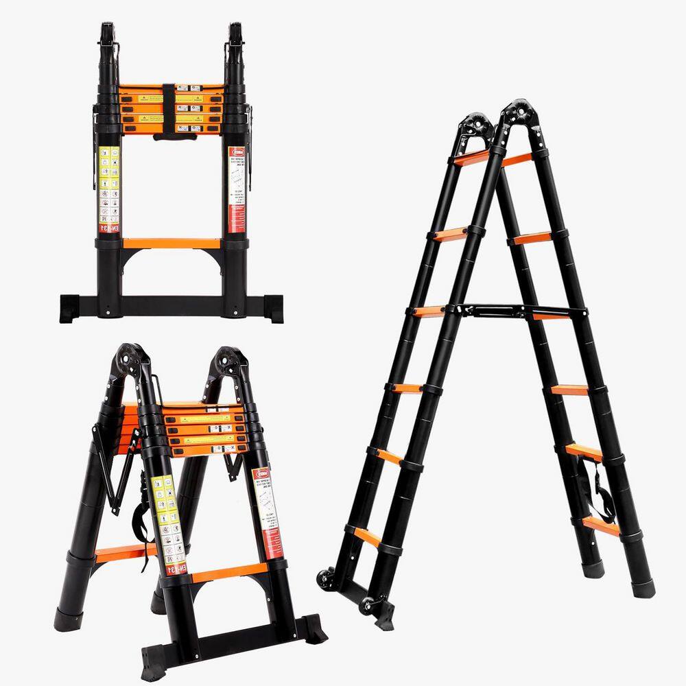 WRIGHTMASTER 12.5 ft. Reach Aluminum Telescoping Multi-Position Ladder ...