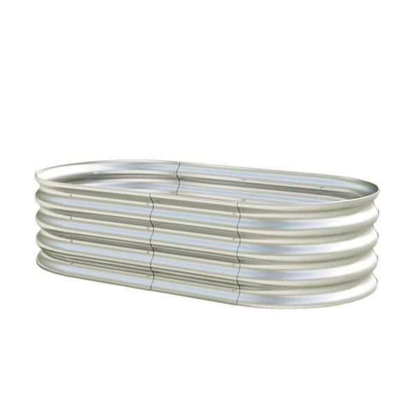 WTVWTV 6 x 3 x 1 ft. Outdoor Reinforced Galvanized Silver Metal Raised ...