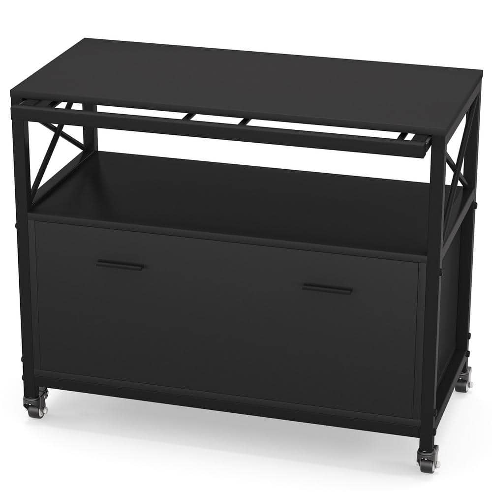 Tribesigns Frances Black Lateral File Cabinet, Mobile Filing Cabinet ...
