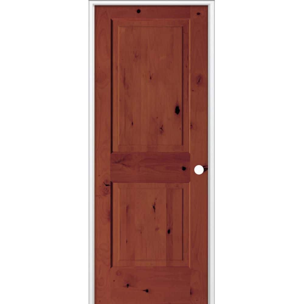 Krosswood Doors 30 in. x 80 in. Rustic Knotty Alder 2-Panel Square Top ...