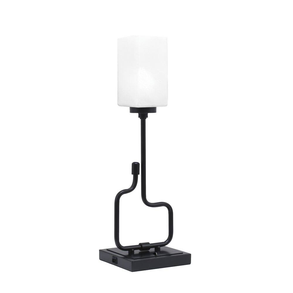 Elonia 21.5 in. Matte Black Accent Lamp, with USB Ports, with 3.5 in ...