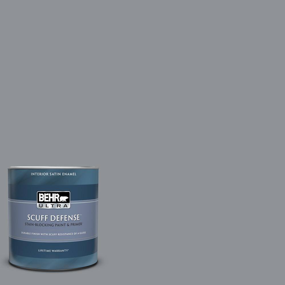 BEHR ULTRA 1 qt. #PPU26-05 Flint Gray Extra Durable Satin Enamel ...
