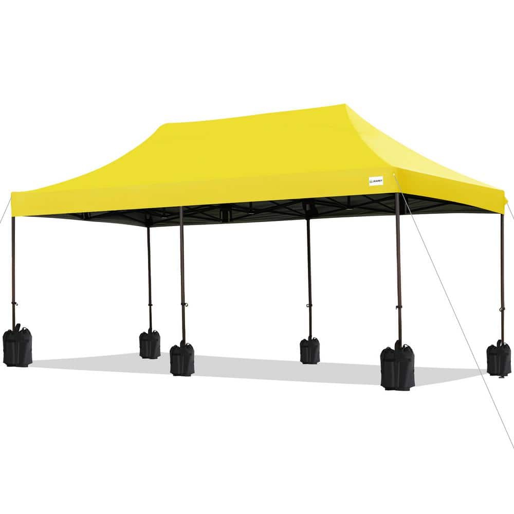 JEAREY 20 ft. x 10 ft. Yellow Pop Up Canopy Tent Instant Outddor Canopy ...