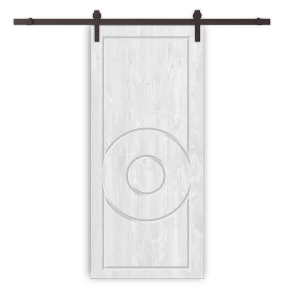 CALHOME 30 in. x 80 in. White Stained Pine Wood Modern Interior Sliding ...