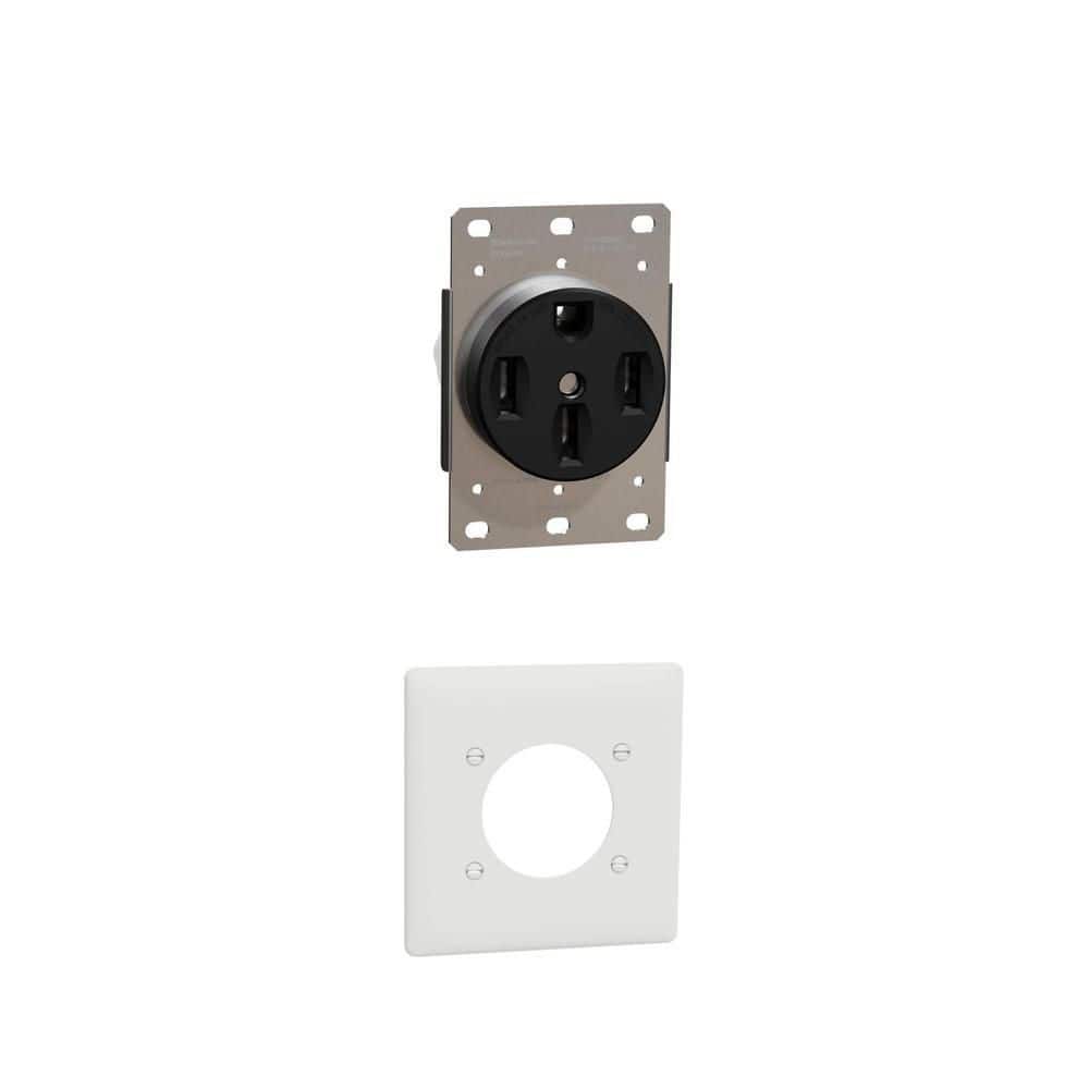 Square D X Series 1-Gang Dryer Outlet Wall Plate Matte White and 50 Amp ...