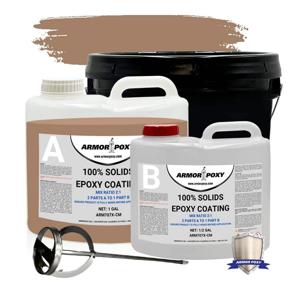 ARMORPOXY 1.5 Gal. Brown Gloss 2 Part Epoxy Khaki Tan Interior Concrete ...
