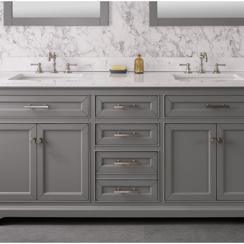 SUDIO Thompson 72 in. W x 22 in. D Bath Vanity in Gray with Engineered ...