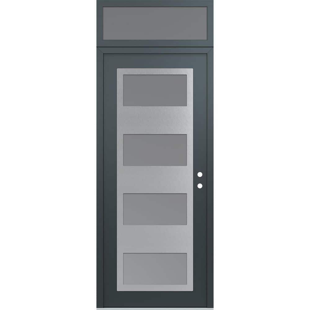Tessari Doors C2 36 in. x 96 in. Silver P Left-Hand/Inswing Frosted ...