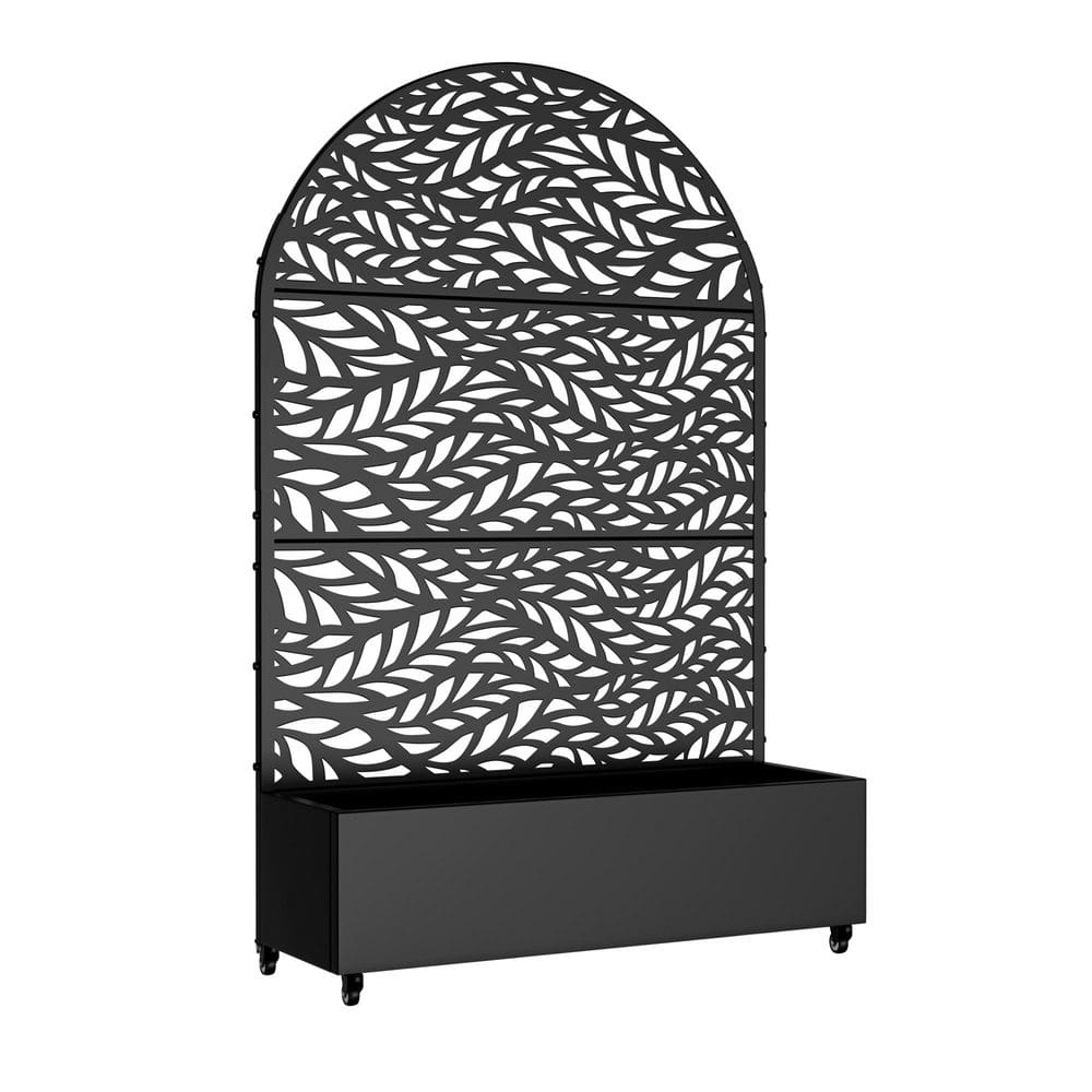 PexFix 73 in. x 47 in. Black Metal Arch Individual Planter Box with ...