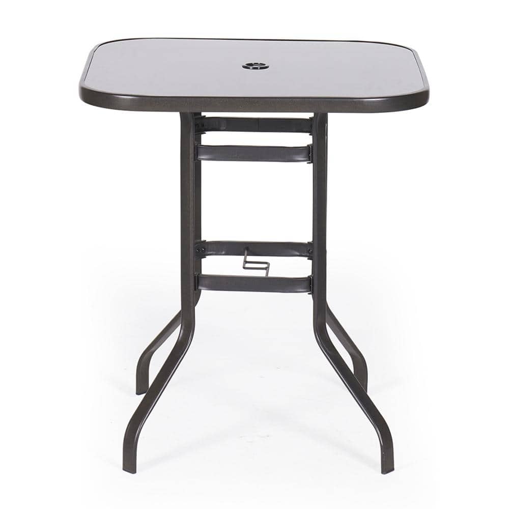 SUNMTHINK 31.5 in. Square Metal Bar Height Outdoor Patio Table Dining ...