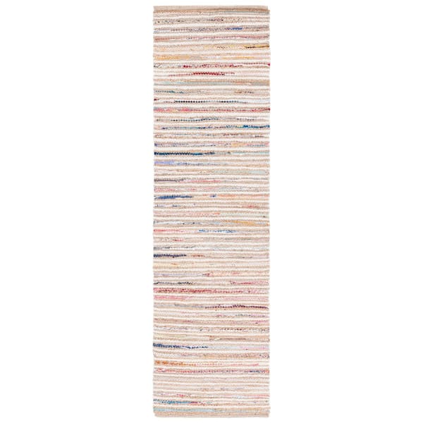 SAFAVIEH Cape Cod 2 ft. x 8 ft. Natural/Rust Striped Abstract Runner ...