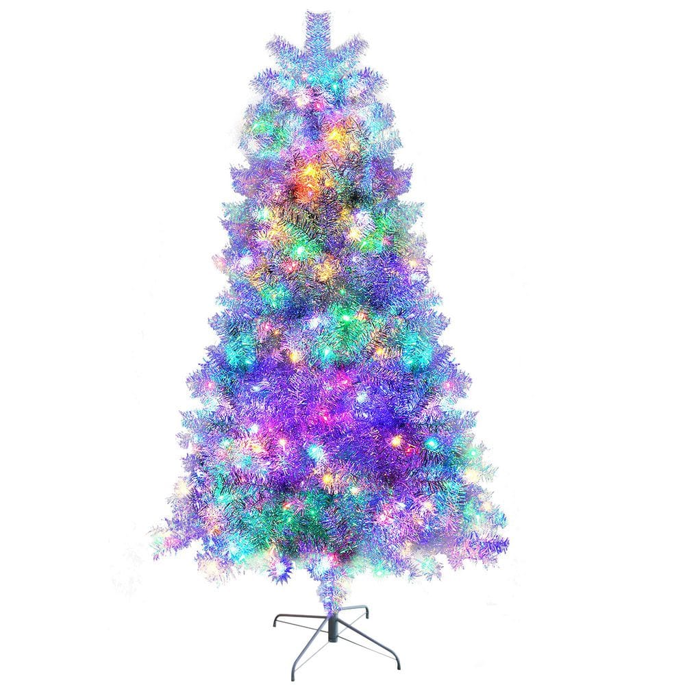 Ama pear Sliver 7.4 ft. Pre-Lit Artificial Christmas Tree with 1200 ...