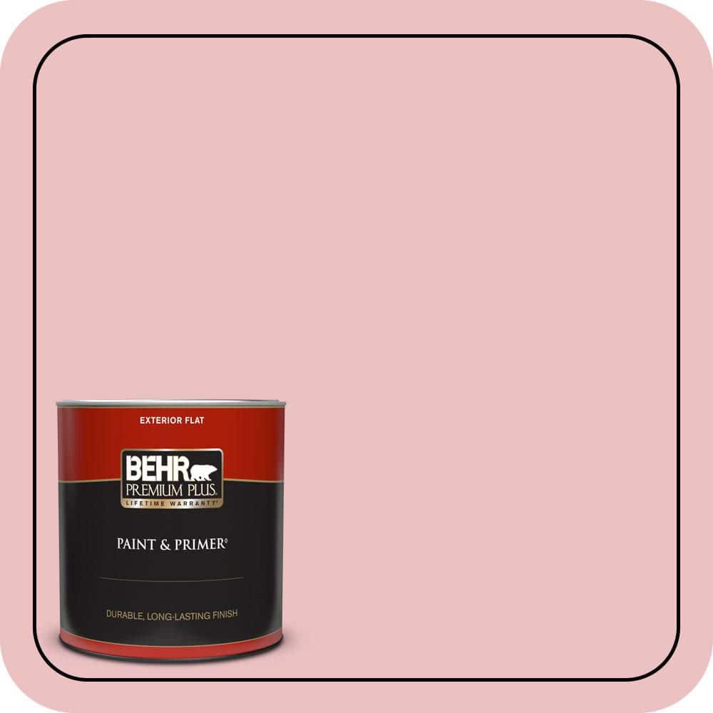 BEHR PREMIUM PLUS 1 qt. #130C-2 Cafe Pink Flat Exterior Paint & Primer ...