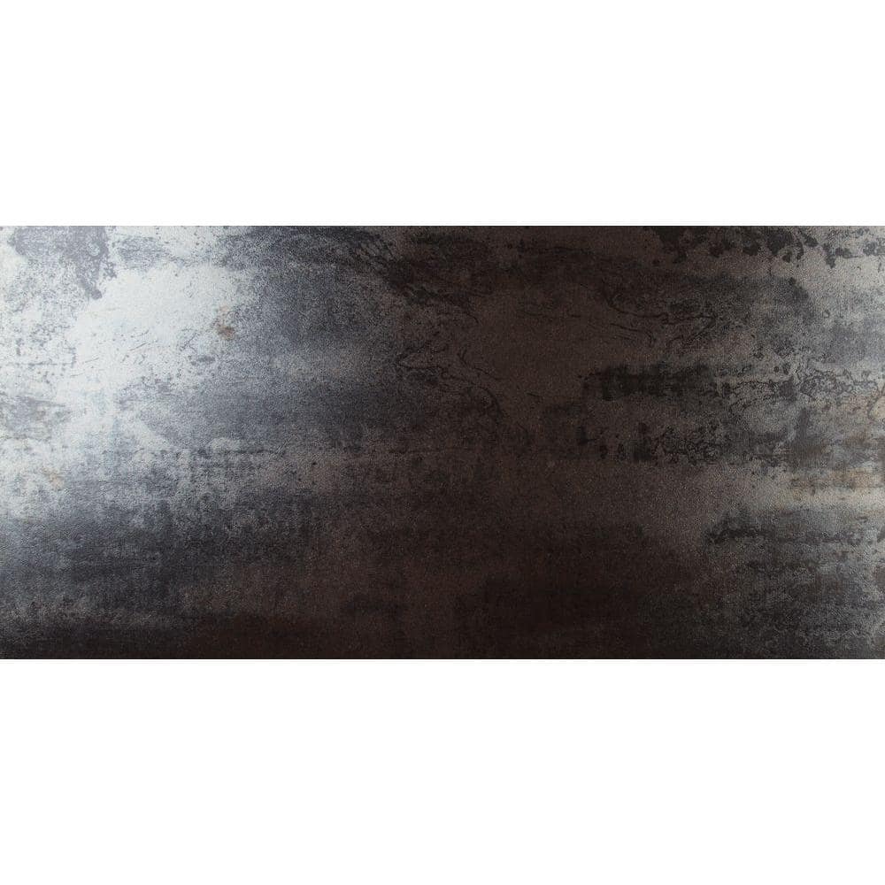 MSI Metallica Black 12 in. x 24 in. Matte Porcelain Floor and Wall Tile ...