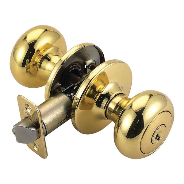 Design House Cambridge Polished Brass Keyed Entry Door Knob 753285 ...