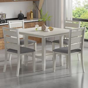 VECELO 5-Piece Dining Table Set-Square Table with Storage and 4 ...