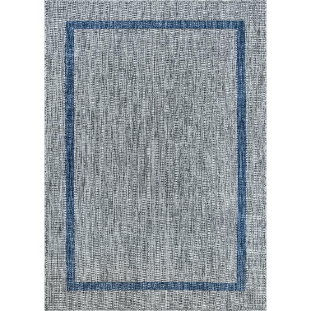 Beverly Rug Waikiki Grey/Blue 10 ft. x 14 ft. Bordered Indoor Outdoor ...