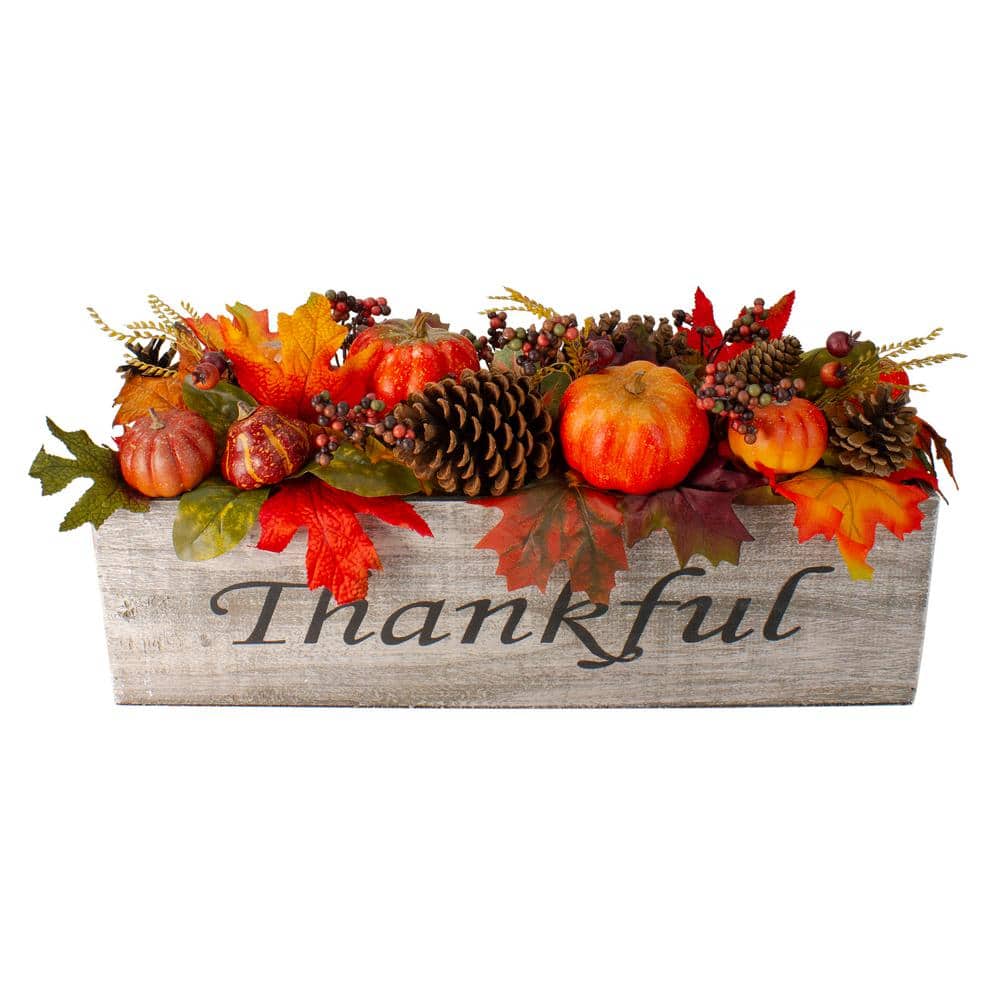 Northlight 24 in. Autumn Harvest Maple Leaf and Berry Arrangement in a ...