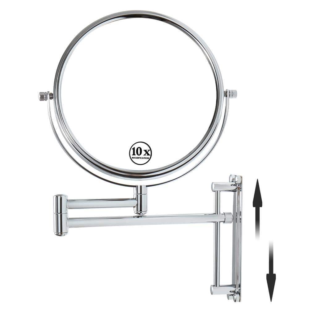 8 in. W x 8 in. H Round Framed Chrome Mirror 360° Swivel with Extension ...