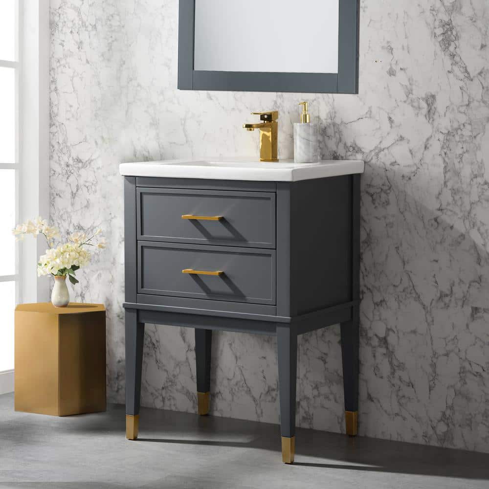 Urban Furnishing Clara 24 in. W x 18.5 in. D Bath Vanity in Gray with ...