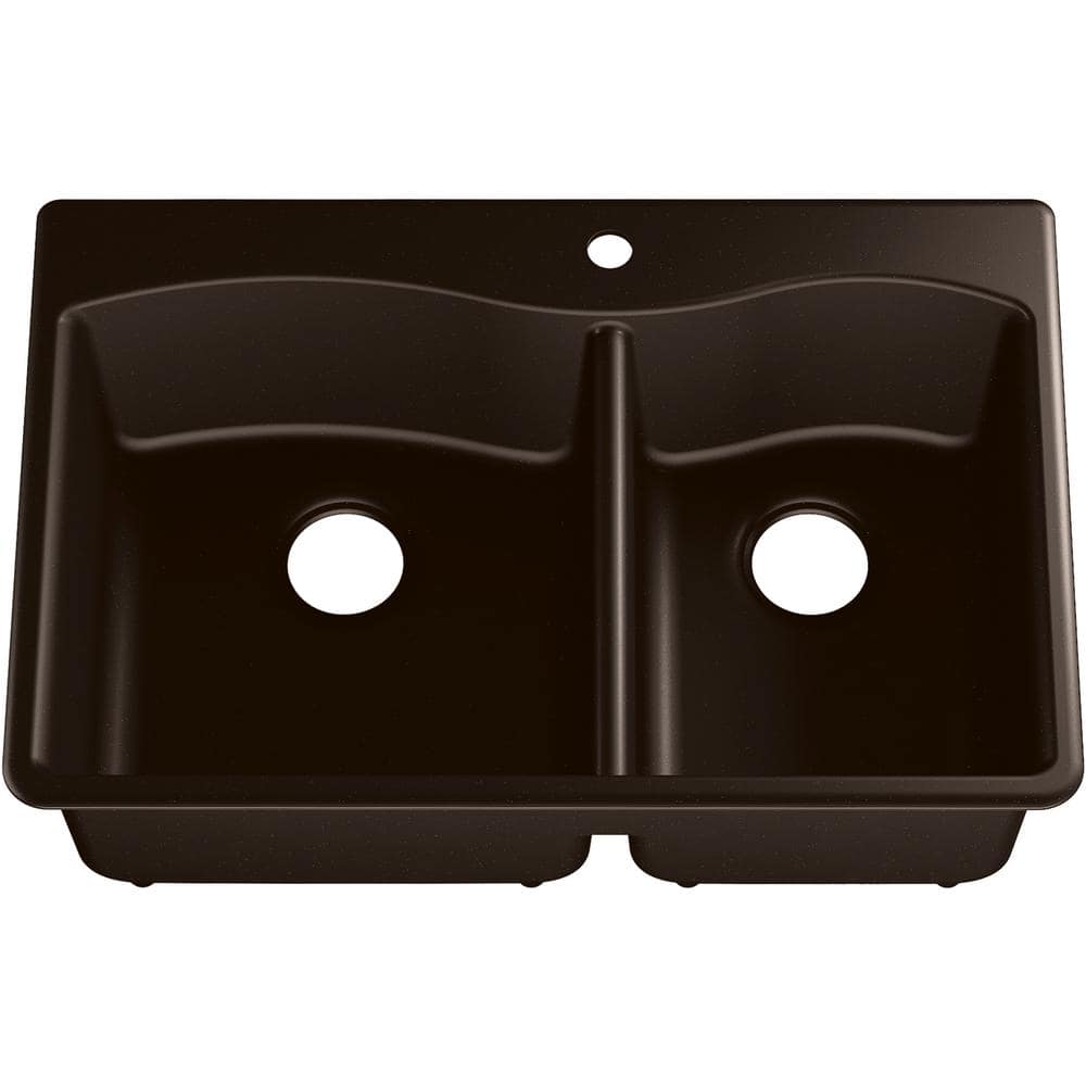 KOHLER Kennon Drop-In Neoroc Granite Composite 33 in. 1-Hole Double ...