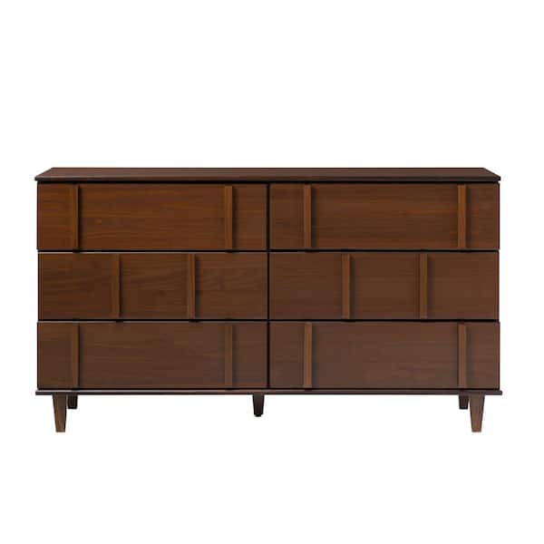 Walker Edison Furniture Company Modern Walnut 6-Drawer 60 in Walker Edison Furniture Company Modern Walnut 6-Drawer 60 in