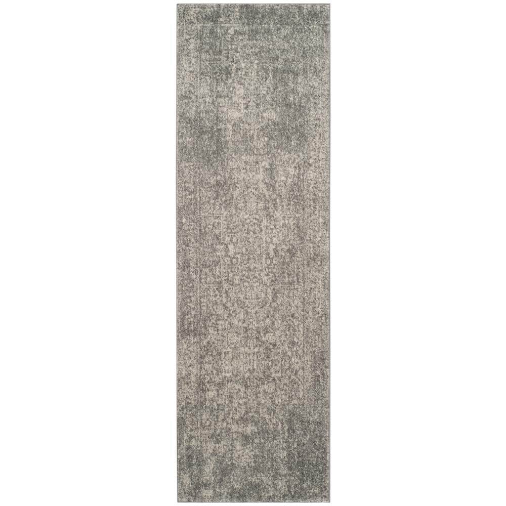 SAFAVIEH Evoke Silver/Ivory 2 ft. x 5 ft. Distressed Border Medallion ...