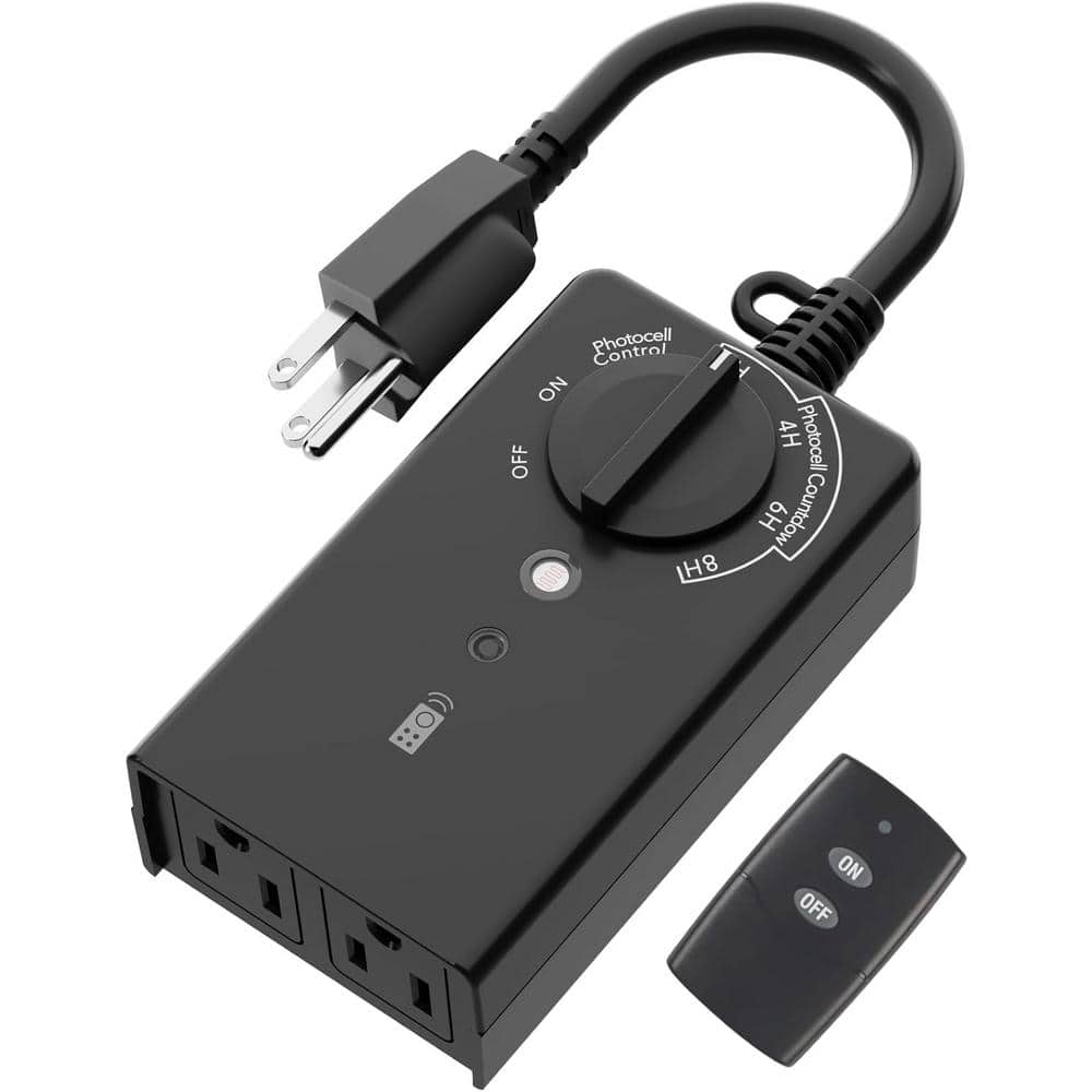 Lukyamzn 15 Amp 480 Min Outdoor Light Timer Plug In Light Sensor Chronologic Timer With 100 Ft