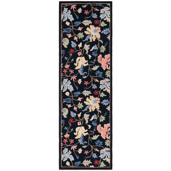 SAFAVIEH Chelsea 3 ft. x 8 ft. Black/Red Oversized Floral Runner Rug ...
